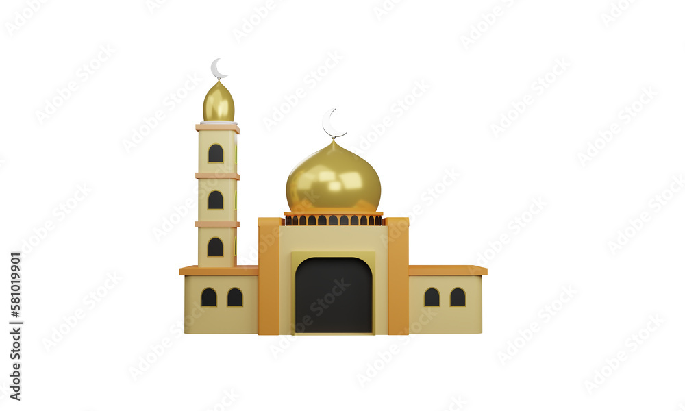 Mosque. Yellow mosque 3D. 5000px x 3000px Resolution, Transparant ...
