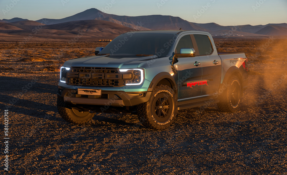 New Ford Ranger Raptor - 4x4 pick-up truck. Stock Photo | Adobe Stock