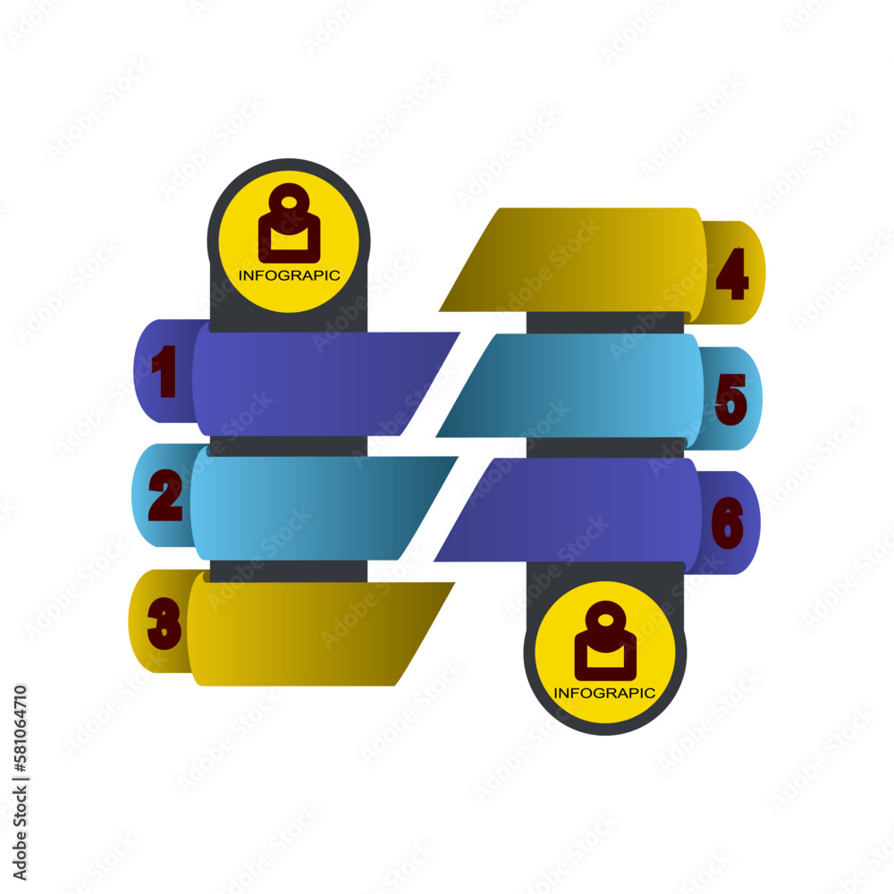 Vector infographic template with 3D paper label, integrated circles ...