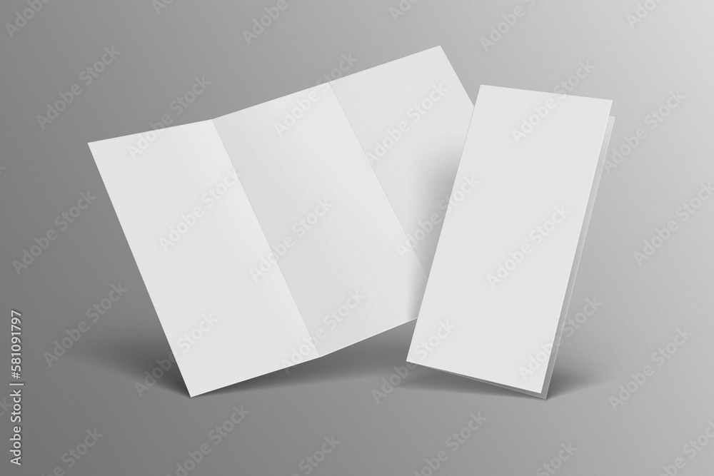 Clean blank tri fold brochure template for mock up on an isolated ...