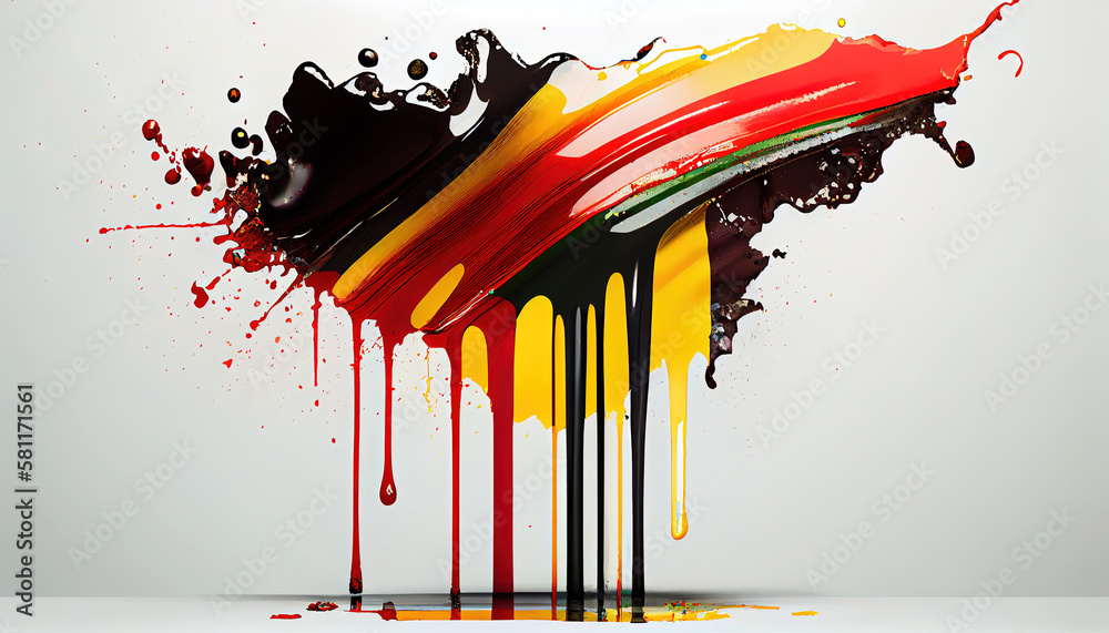 Liquid Paint Colors of Angola Flag Dripping and Explosion Abstract Art ...