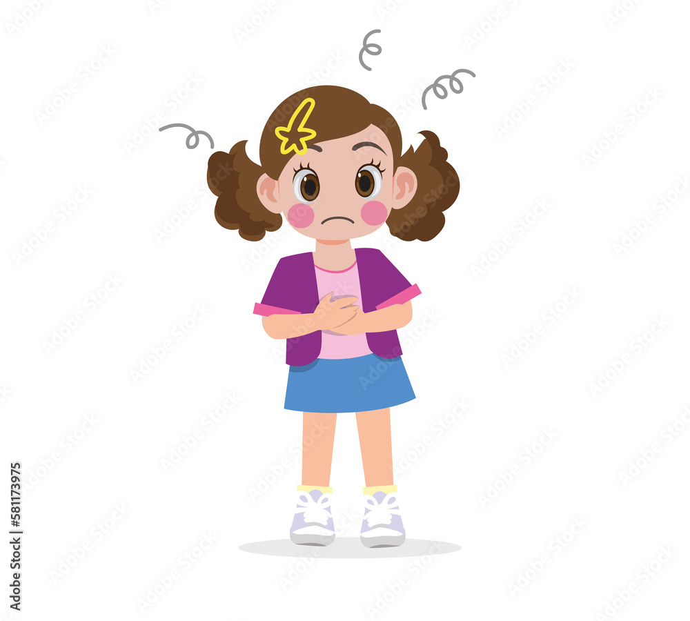 cute little girl stressed little Stock Illustration | Adobe Stock