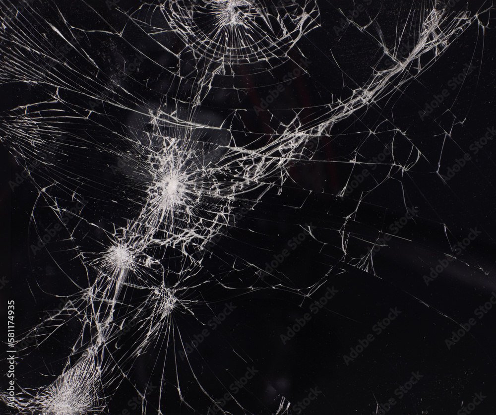 broken black monitor screen with cracks Stock Photo | Adobe Stock