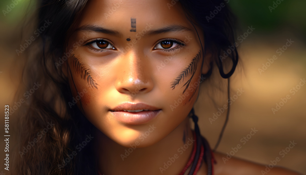 Hermosa Mujer del amazonas, Poder y Belleza de la Cultura Indigena del Amazonas Stock ...