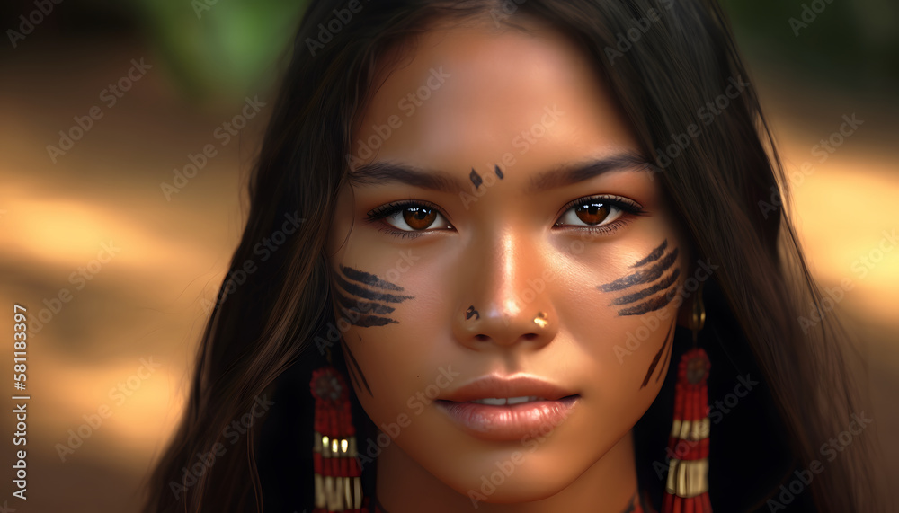 Hermosa Mujer del amazonas, Poder y Belleza de la Cultura Indigena del ...