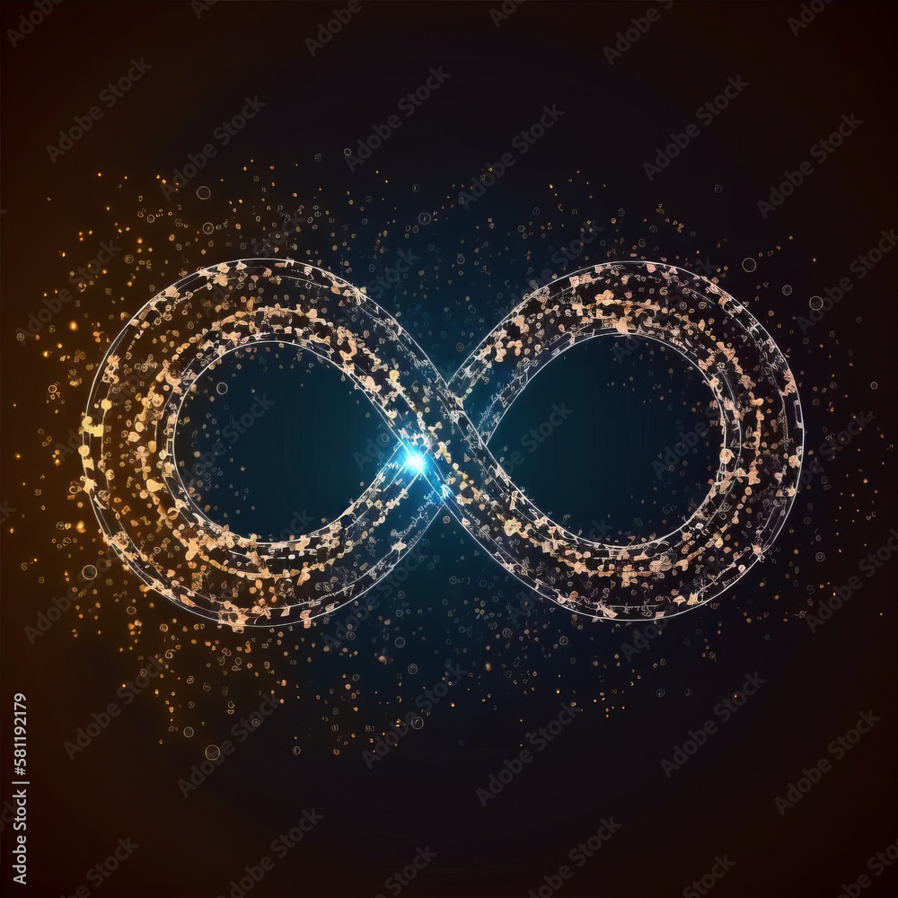 Using connected particles, the DevOps infinity symbol represents the agile software development ...