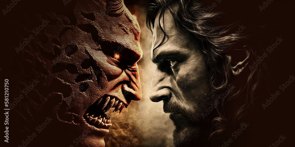 Ilustración de Stock Jesus Christ face to face with lucifer the devil ...