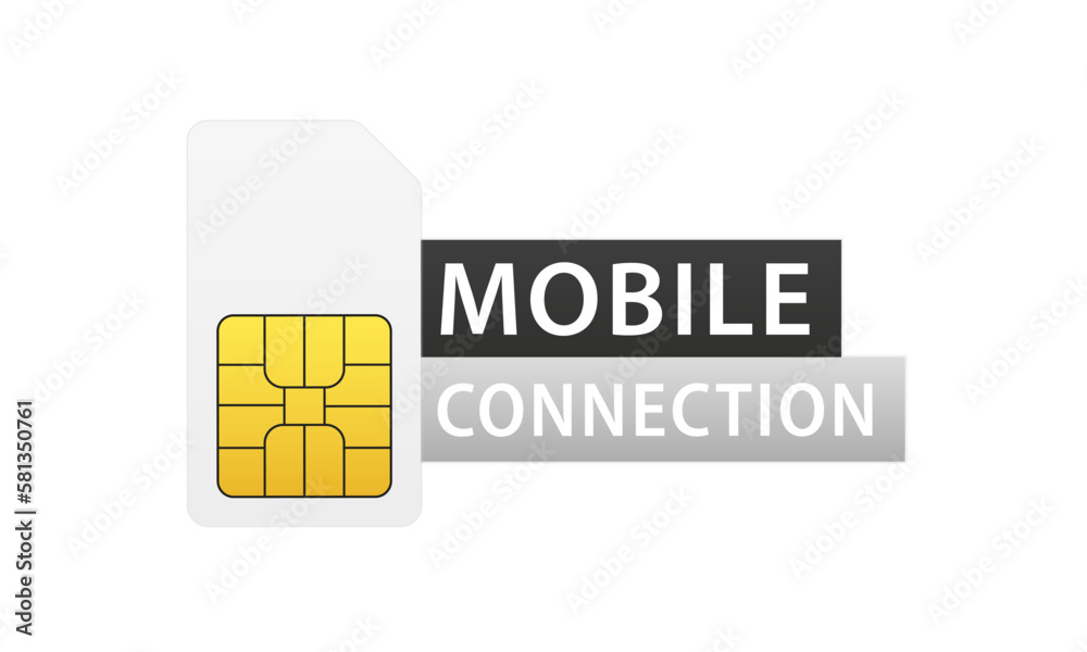 SIM Mobile connection. Mobile phone icon microcircuit. Sim Card ...