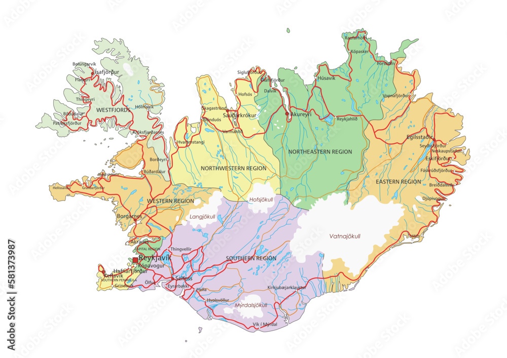Iceland - Highly detailed editable political map with labeling. Stock ... Iceland - Highly detailed editable political map with labeling. Stock ...