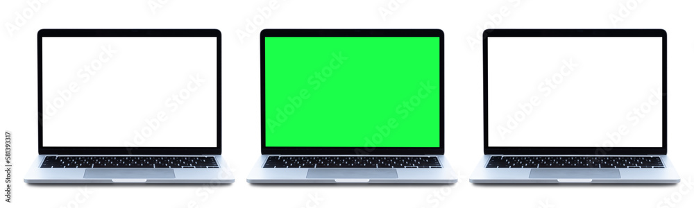 Laptop mockups on transparent background. Set of laptop with blank ...