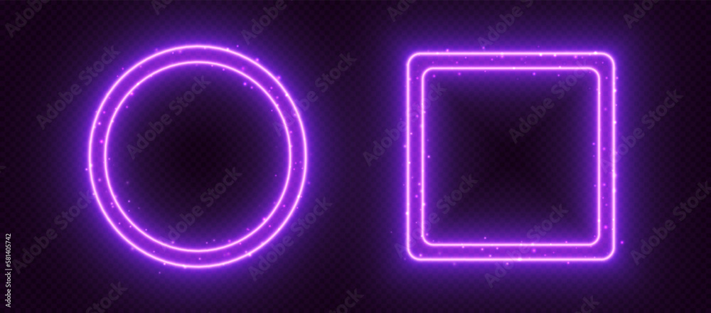 Neon frames, glowing borders with sparkles, purple led circle and ...