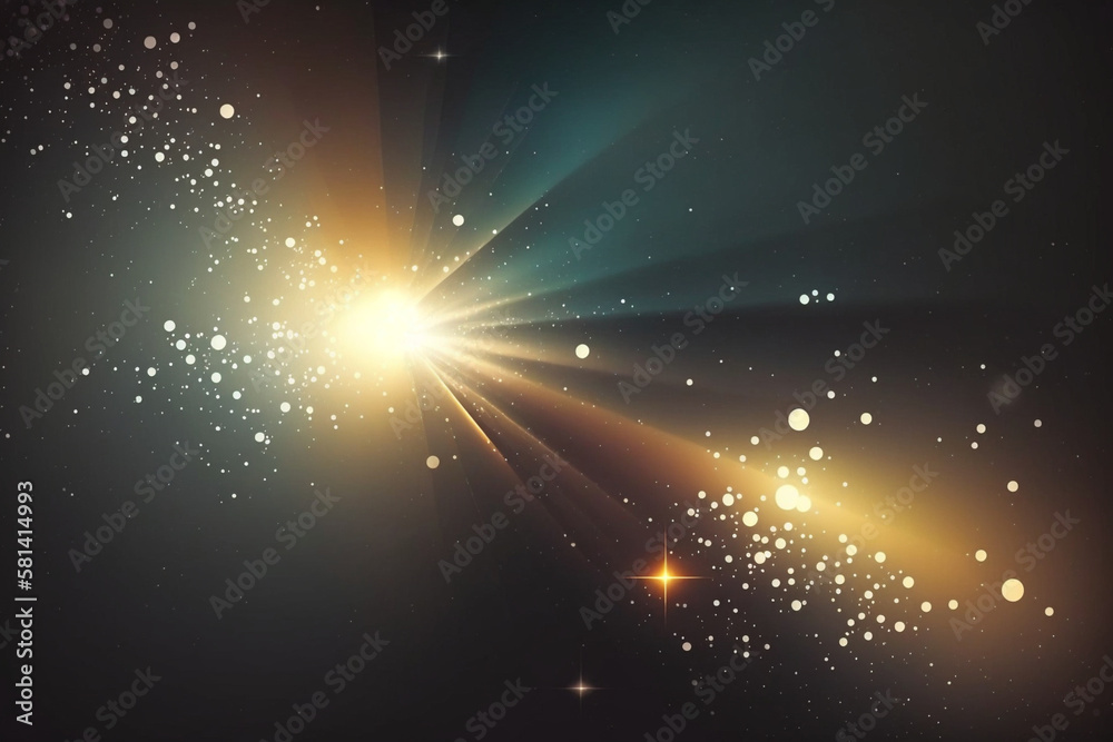 Abstract glare, flares and rays. Falling meteorite, asteroid, comet in ...
