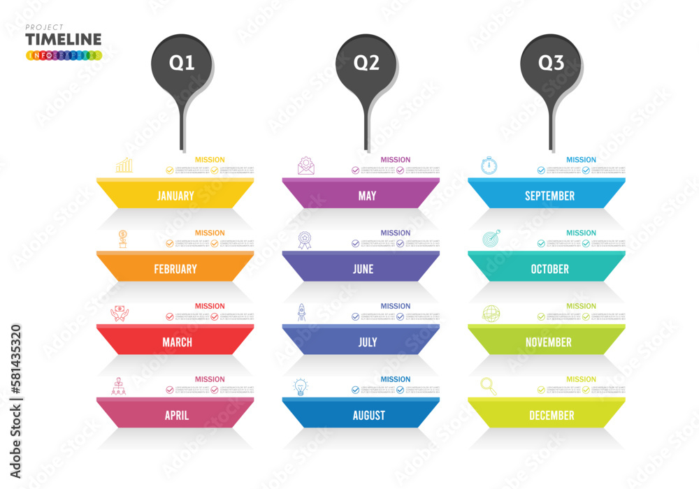 infographic Project timeline graph for 12 months modern diagram ...