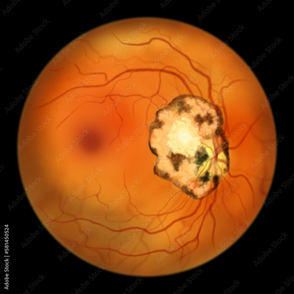 Retinal scar caused by a Toxoplasma gondii infection, or toxoplasmosis ...