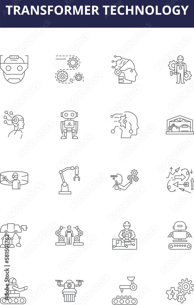 Transformer technology line vector icons and signs. Technology, Power ...