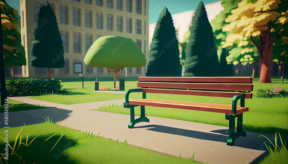 A park in the middle of the city, complete with lush grass, trees, and ...