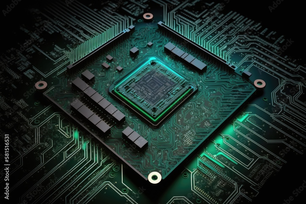 cyborg AI. the circuit board. technical knowledge CPU and GPU concepts ...