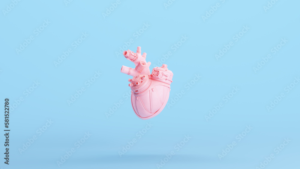 Pink Artificial Human Heart Bionic Cyborg Futuristic Robotic Blue ...