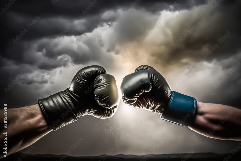 boxing fight close up of two fists hitting each other, generative ai ...