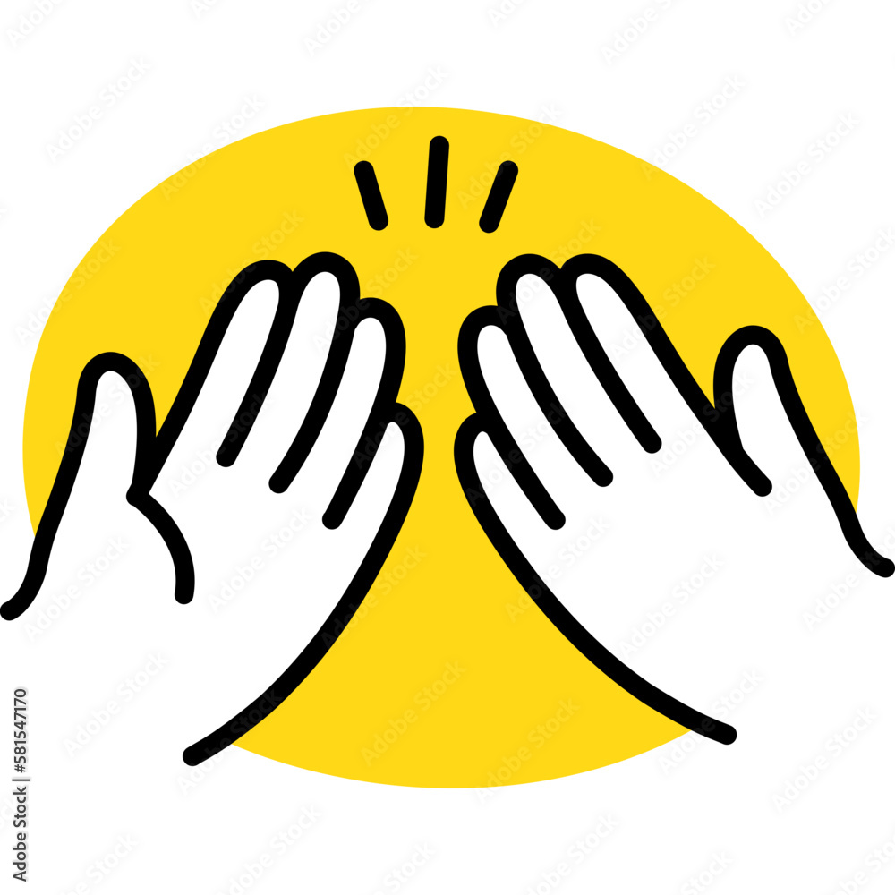 High five hands cartoon doodle icon 스톡 벡터 | Adobe Stock