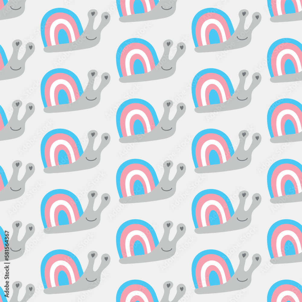 Seamless decorative pattern with snails with a shell of colors of the ...