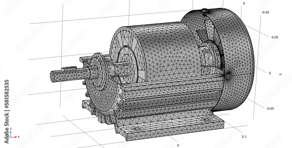 Computer 3d modeling of the motor using a computer aided design system. Engine model ...