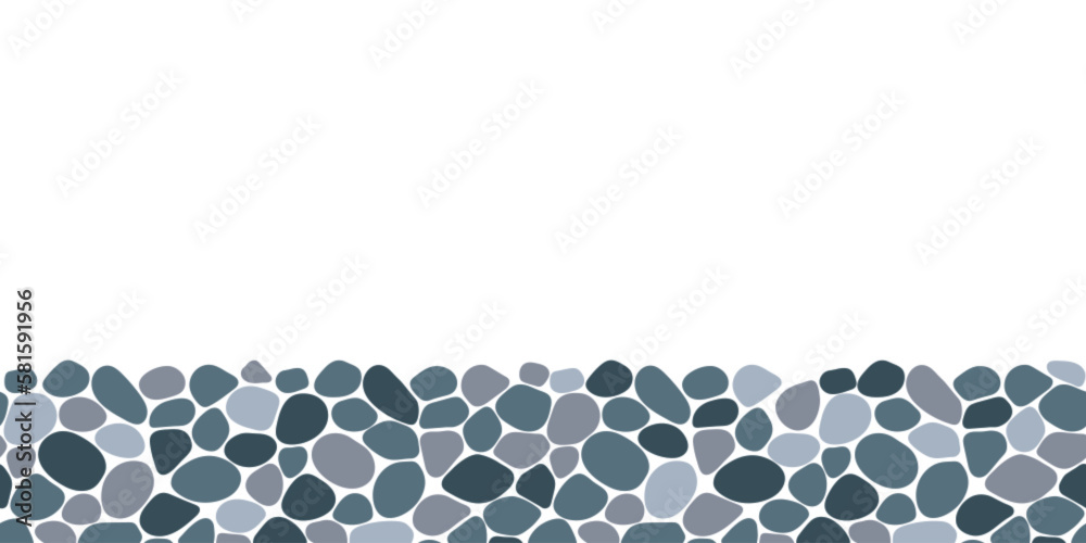 Pebble seamless backdrop vector illustration. Cobble stones border ...