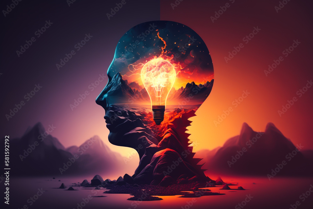 Ilustrace Abstract nature of ideas through. Concept of Idea. Symbol of ...