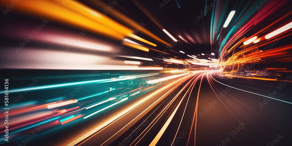 Car motion trails. Speed light streaks background with blurred fast ...