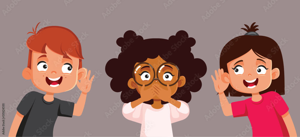 Vector de Stock Little Girl Keeping a Secret from Curious Friends ...