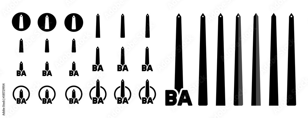 Obelisk Argentina, Obelisco Buenos Aires, BA icon, CABA symbol, vector ...