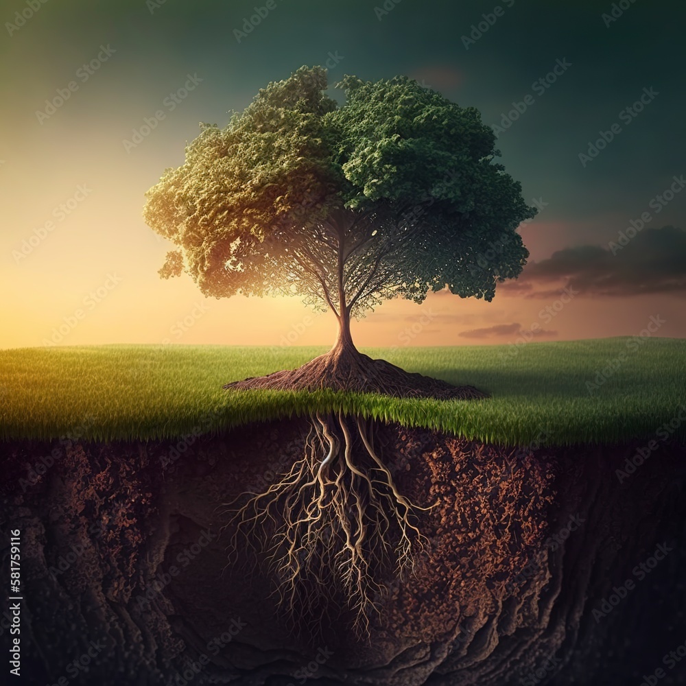 Picture of trees sprouting seedlings on Earth Day. tree on a green ...