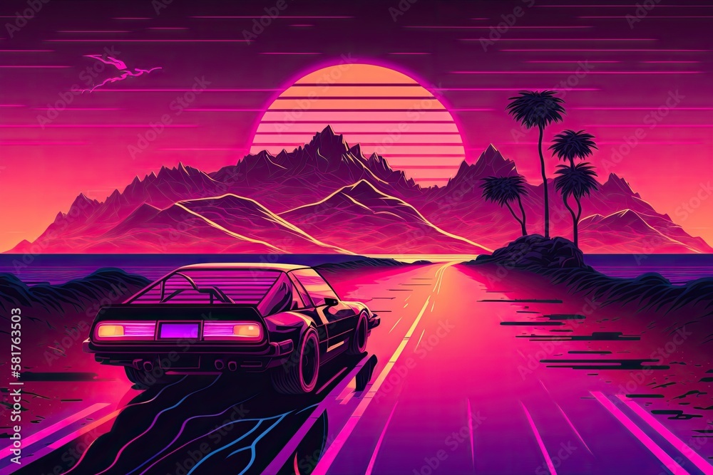 Background illustration Inspired by synthwave, retrowave, and the 80s ...