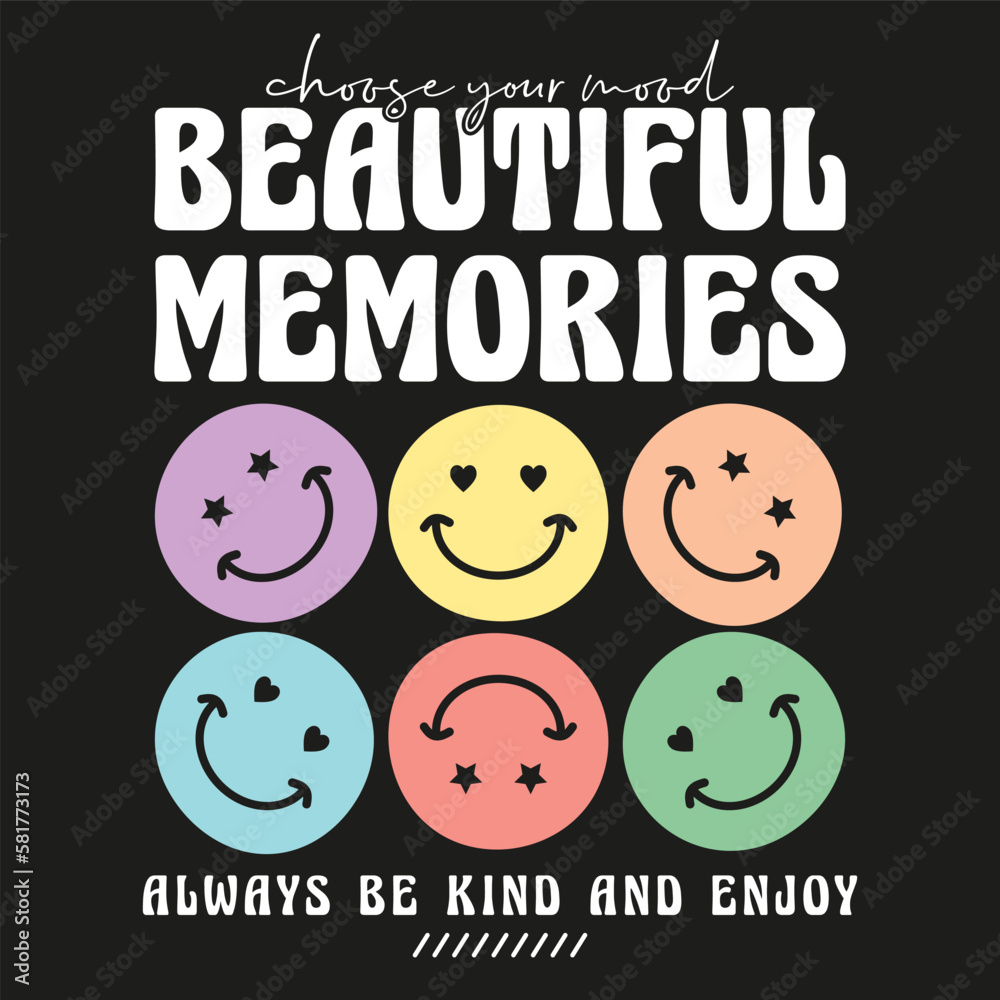 colorful hand drawn smiley face illustration print with slogan for ...