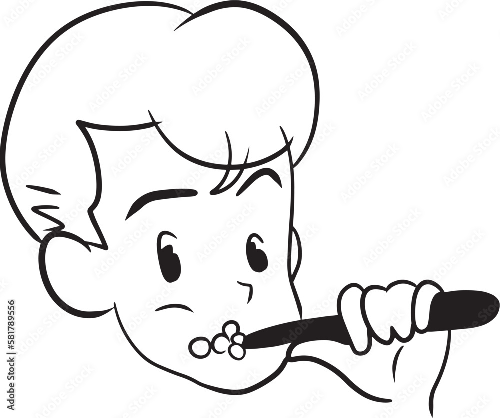 Man brushing teeth cartoon doodle kawaii anime coloring page cute ...
