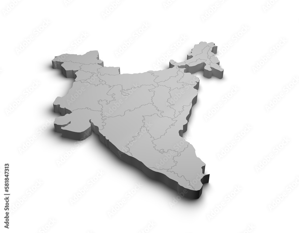 3d India map illustration white background isolate Stock Illustration ...