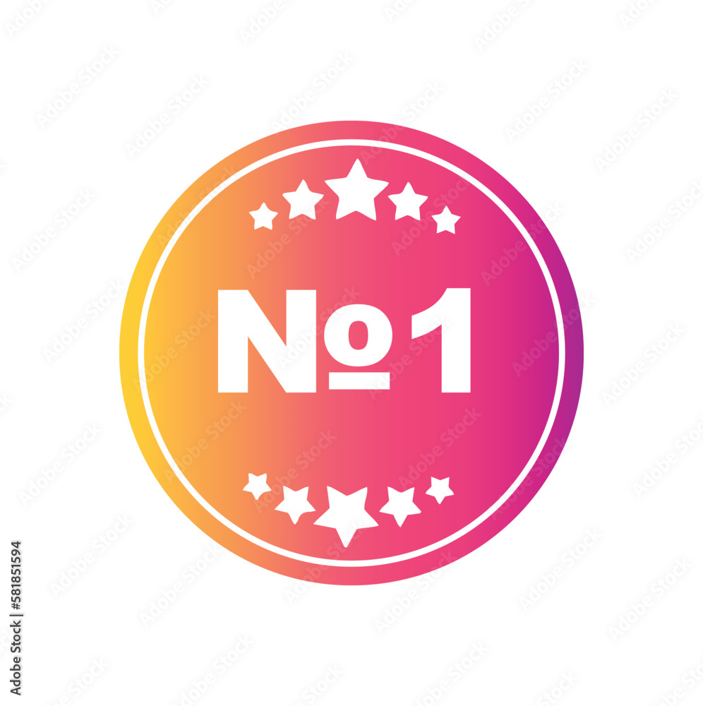No 1 sticker, label, vector in gradient color. Stock Vector | Adobe Stock