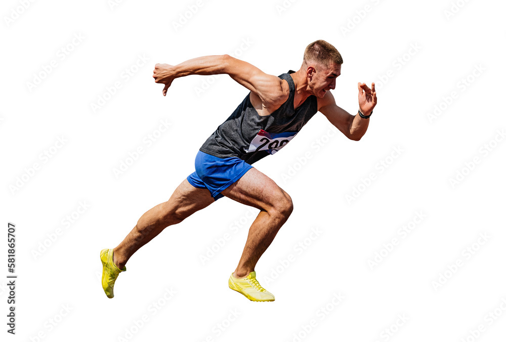 athlete runner starting running sprint on transparent background ...