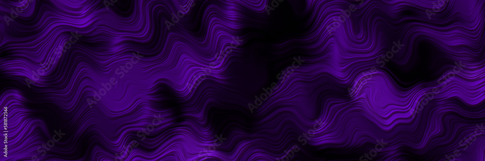 Bright purple movement wavy panoramic banner with line and shapes in ...