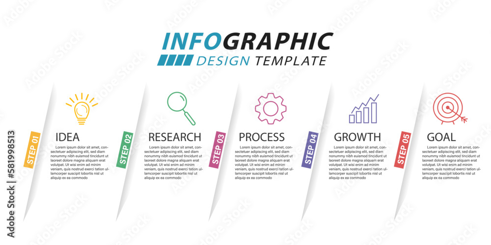 Timeline Creator infographic template. 5 Step timeline journey ...