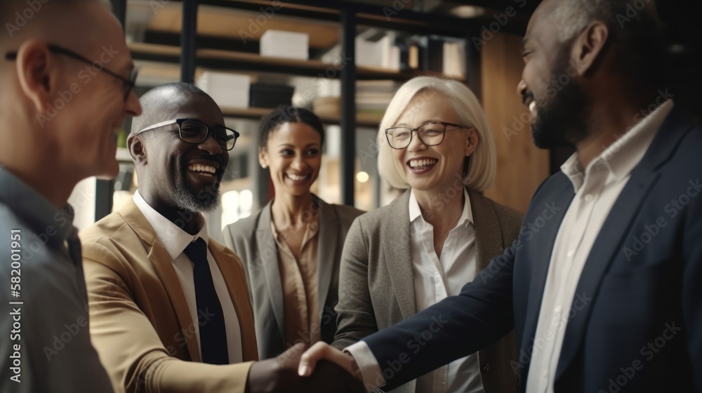 Professional Workplace Men Women: Multiracial Librarian Greeting with ...