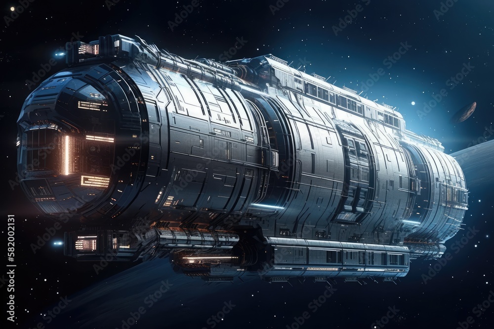 Cargo carrier, cargo freight Spaceship. space station, starship, and ...