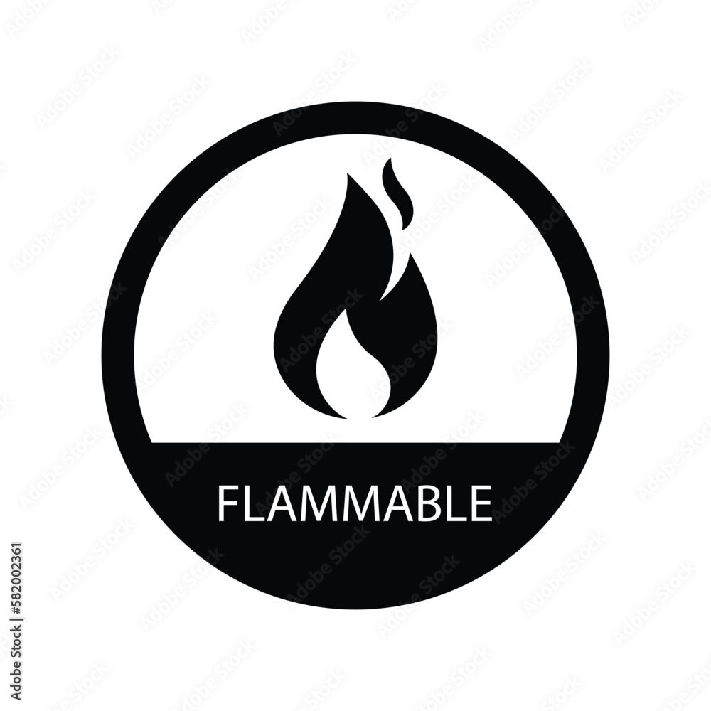 Flammable icon design. Fire flame symbol. Bonfire silhouette, isolated ...