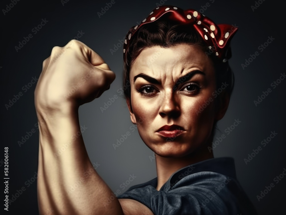 Strong powerful woman. Woman's day banner. We Can Do It. Cool picture ...