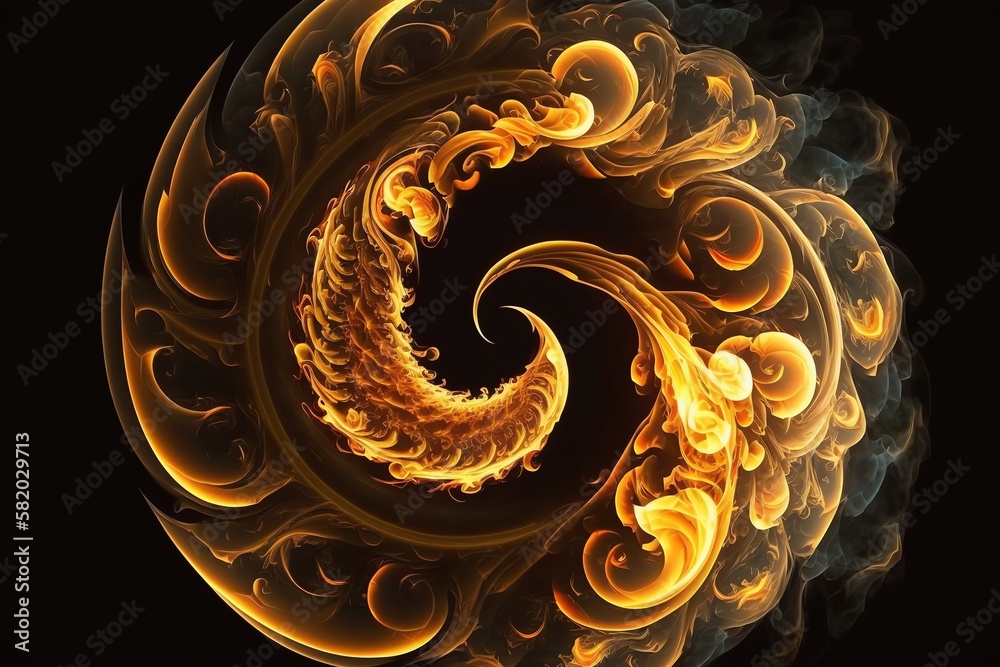 Fire flames swirl on black background. Flames of fire dark background ...