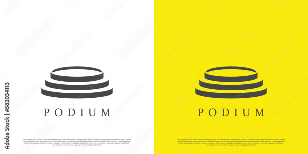 Podium logo design illustration. Retro style circular podium stage ...