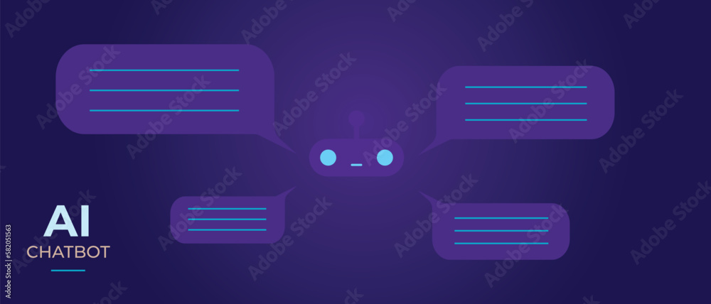 AI Chatbot Banner Illustration. Artificial Intelligence Concept Vector ...