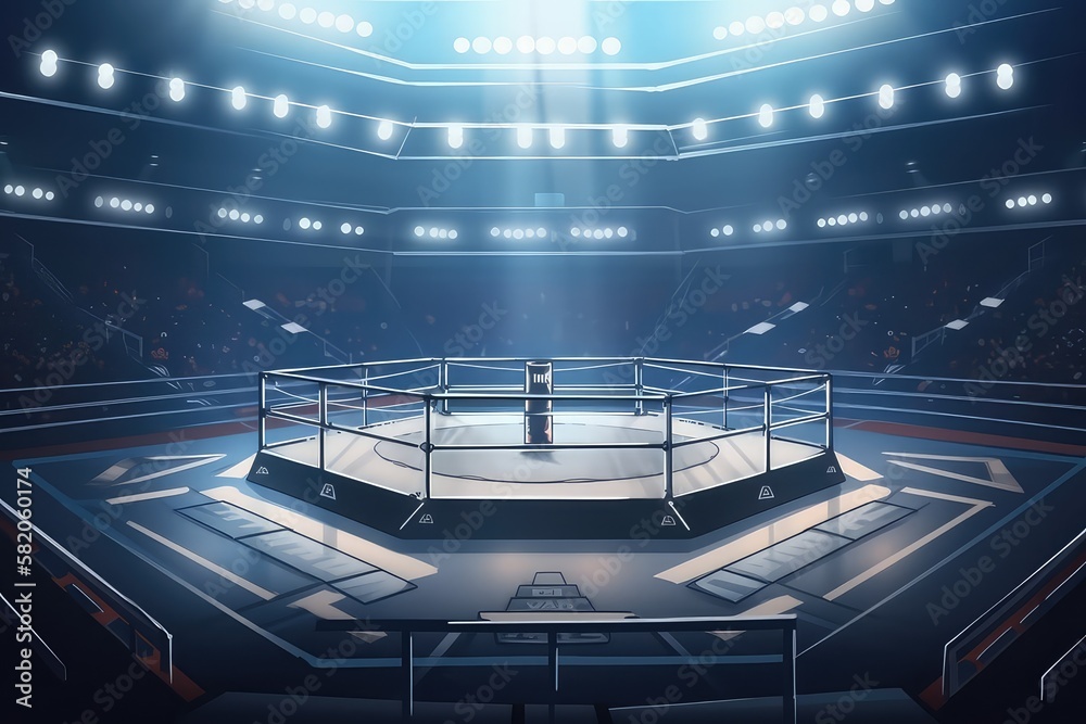 Ring octagon, arena for boxing fight and MMA . Generative AI Stock ...
