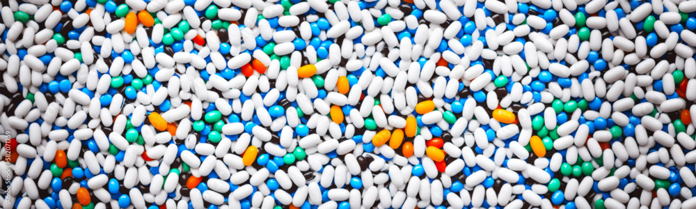 Pharmacy texture pattern with icon medical pill design. Wide banner has ...