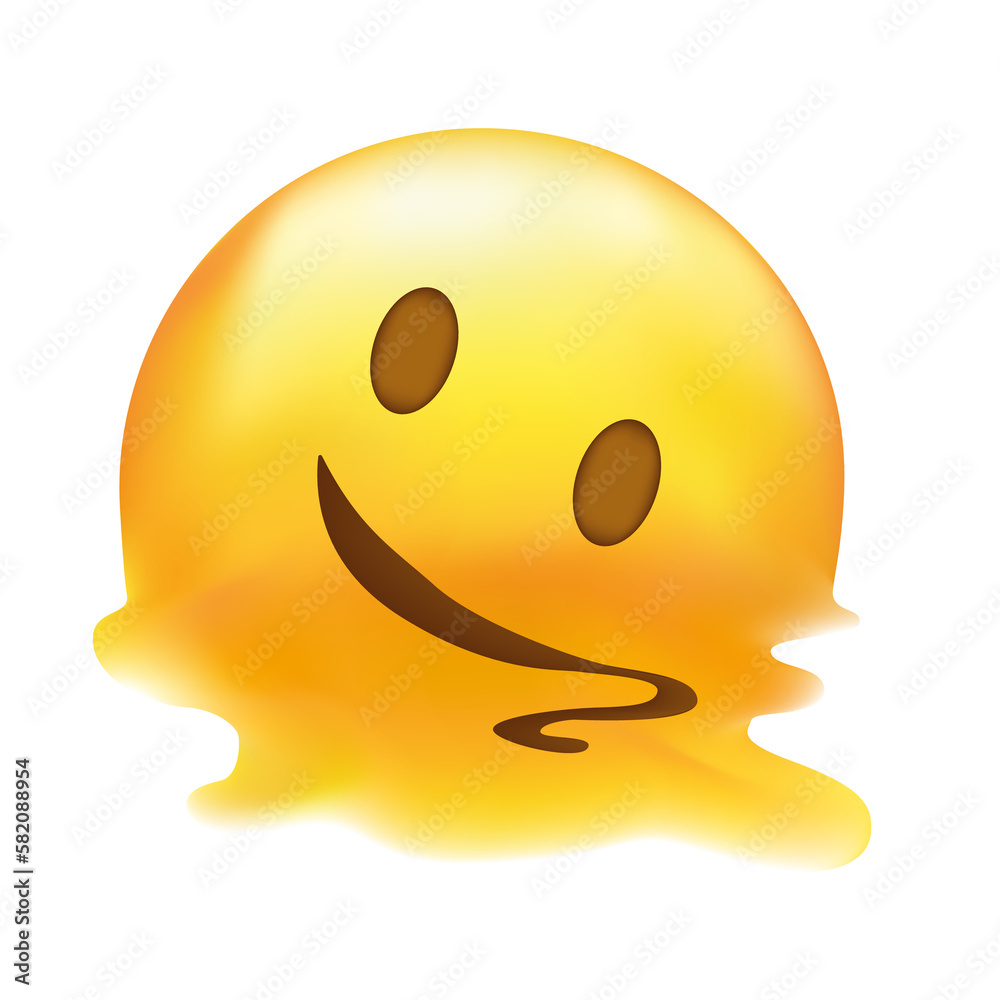 Melting emoji. Melted yellow face with exhausted smile, overheated ... Melting emoji. Melted yellow face with exhausted smile, overheated ...